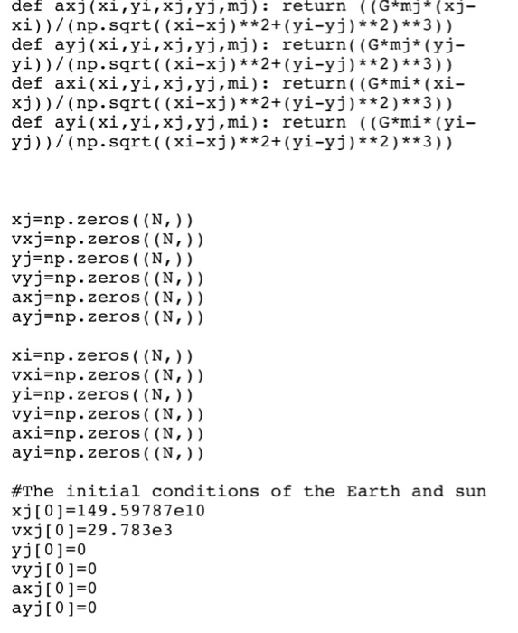 Solved I’m trying to model the earth orbiting the sun using | Chegg.com