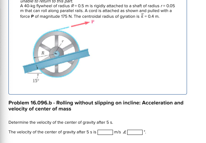 Solved unable to return to this part. A 40-kg flywheel of | Chegg.com