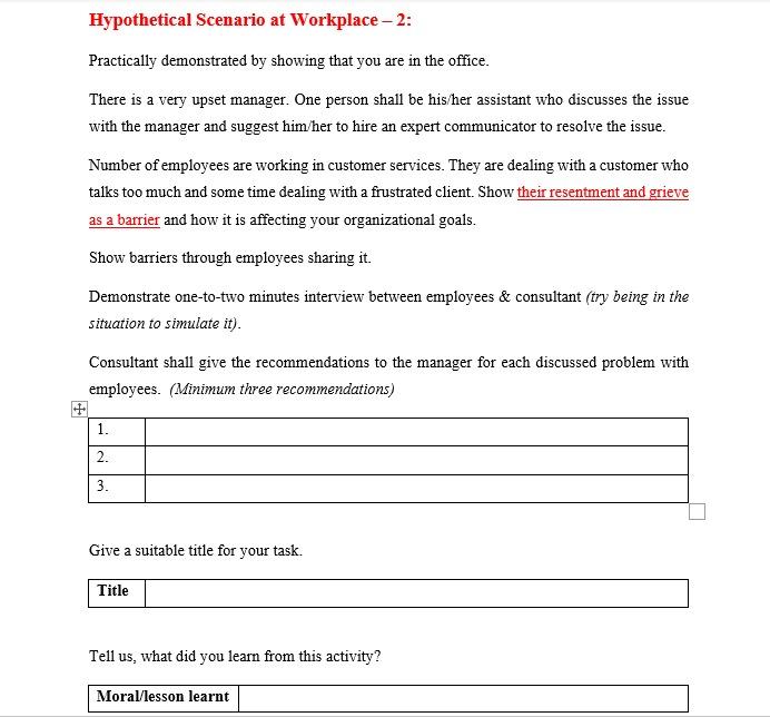 Solved Hypothetical Scenario at Workplace – 2: Practically | Chegg.com
