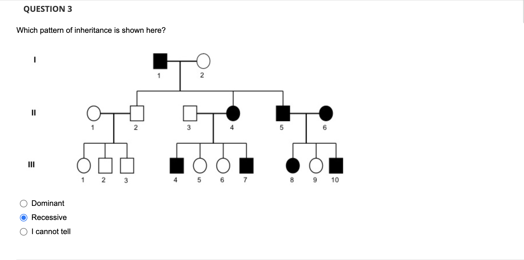 Solved Which pattern of inheritance is shown here? Dominant | Chegg.com