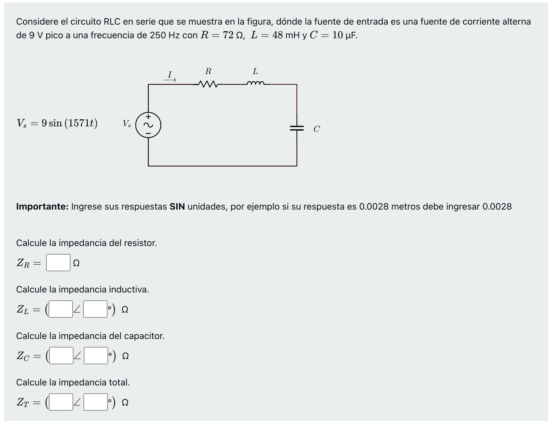 Solved Considere el circuito RLC en serie que se muestra en | Chegg.com