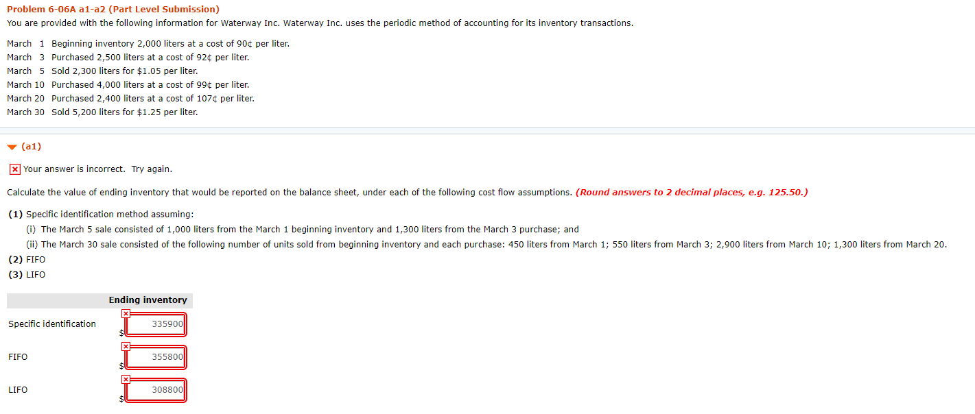 Solved Problem 6-06A al-a2 (Part Level Submission) You are | Chegg.com