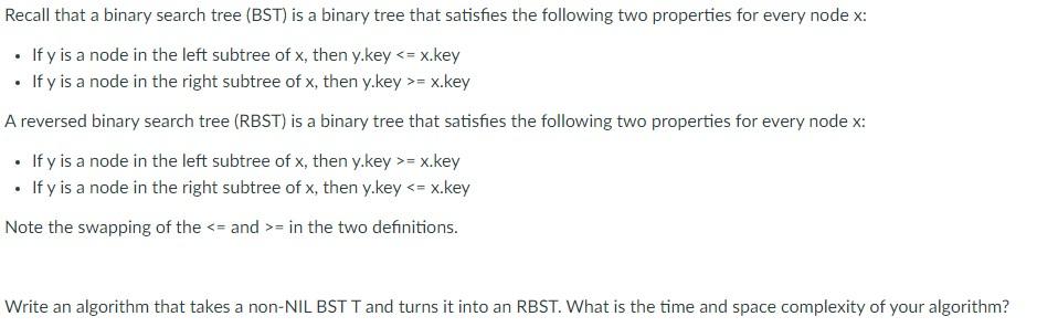 Solved Recall that a binary search tree (BST) is a binary | Chegg.com
