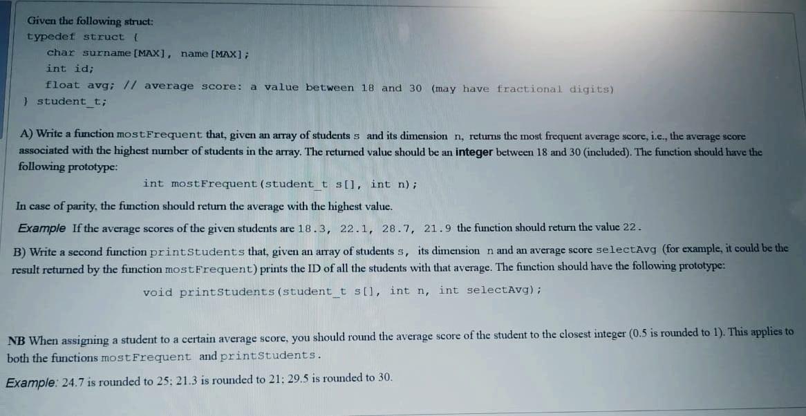 Solved Given the following struct: typedef struct char | Chegg.com