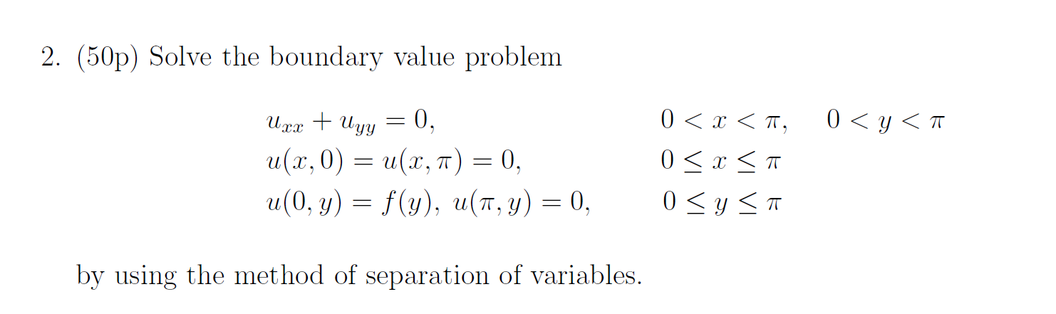 Solved 2. (50p) Solve the boundary value problem | Chegg.com
