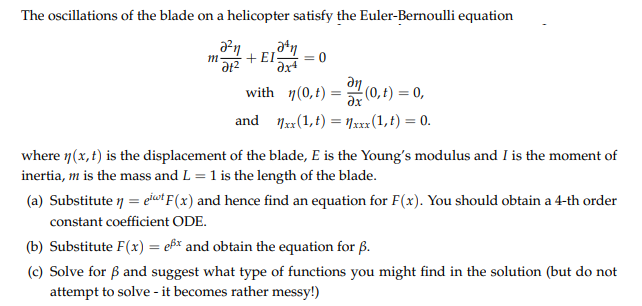 Solved The oscillations of the blade on a helicopter satisfy | Chegg.com