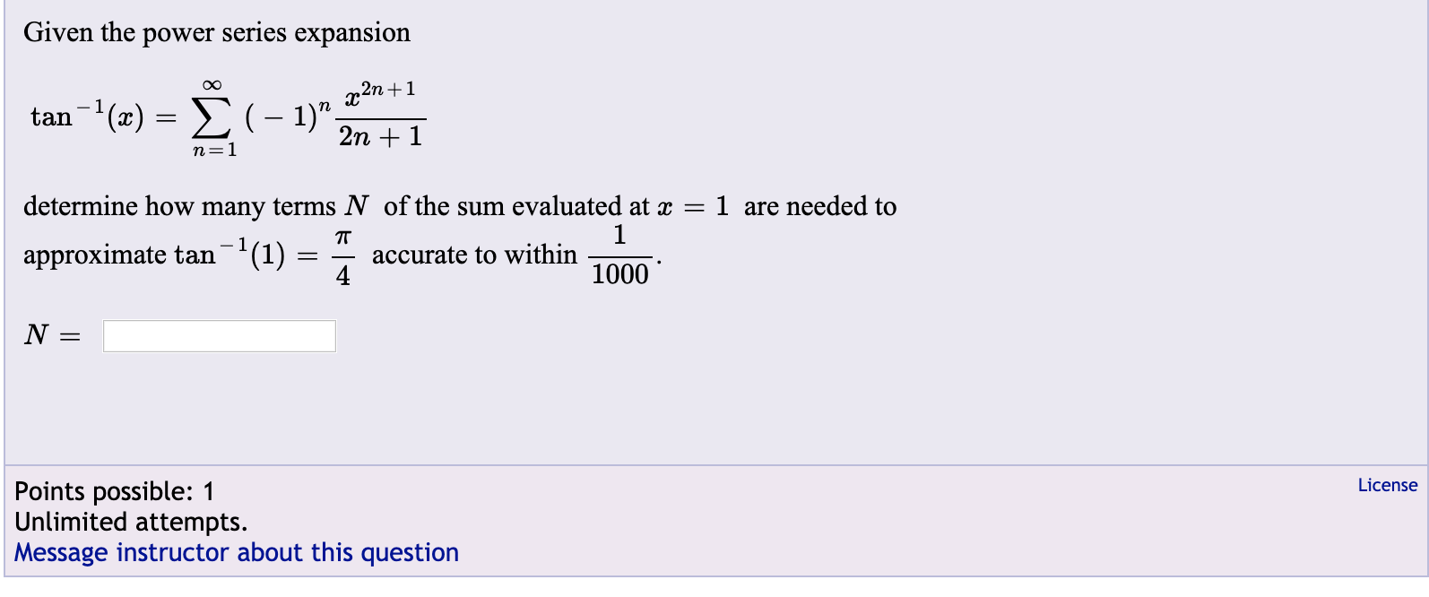 Solved Given the power series expansion tan"(a) = § (-1)".1 | Chegg.com