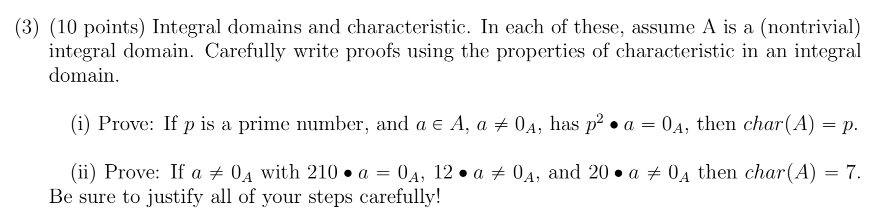 Solved (3) (10 points) Integral domains and characteristic. | Chegg.com