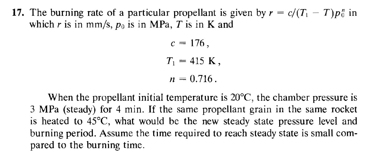 Solved 7. The burning rate of a particular propellant is | Chegg.com