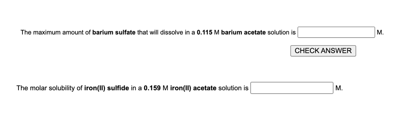 Solved The maximum amount of barium sulfate that will | Chegg.com
