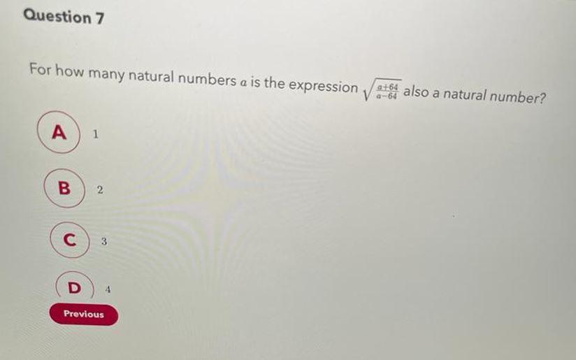 Solved Question 7 For how many natural numbers a is the | Chegg.com