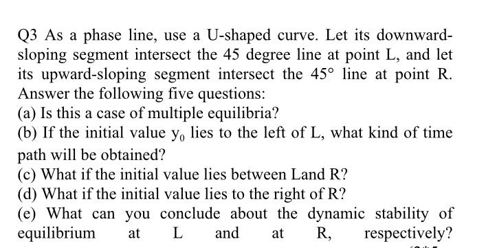 Solved Q3 As a phase line, use a U-shaped curve. Let its | Chegg.com