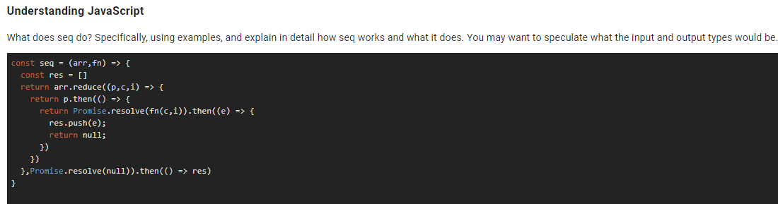 Understanding JavaScript What does seq do? | Chegg.com