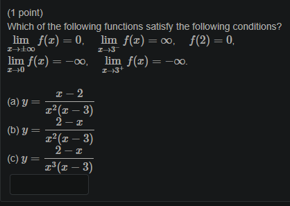 Solved (1 point) Which of the following functions satisfy | Chegg.com