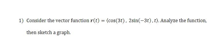 Solved 1) Consider the vector function | Chegg.com