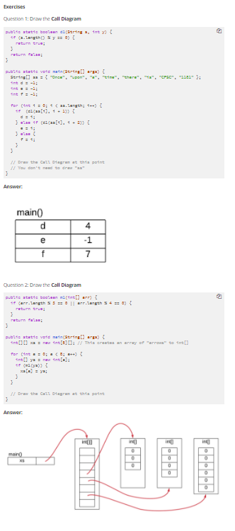 Solved Exercises Question 1: Draw the call Diagram puble | Chegg.com
