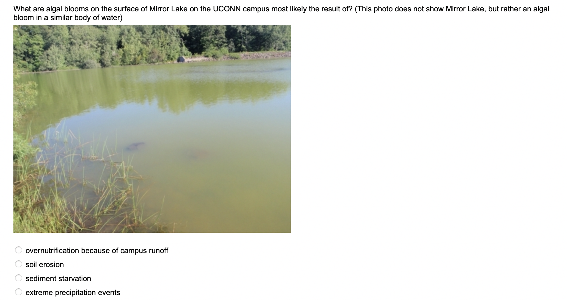 Solved overnutrification because of campus runoff soil | Chegg.com