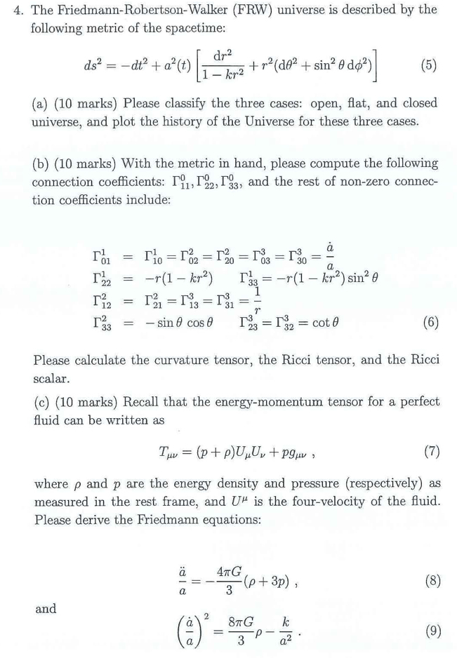 Solved This is a General Relativity question, please provide | Chegg.com