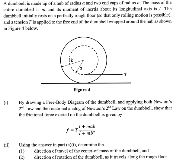 Solved A dumbbell is made up of a hub of radius a and two | Chegg.com