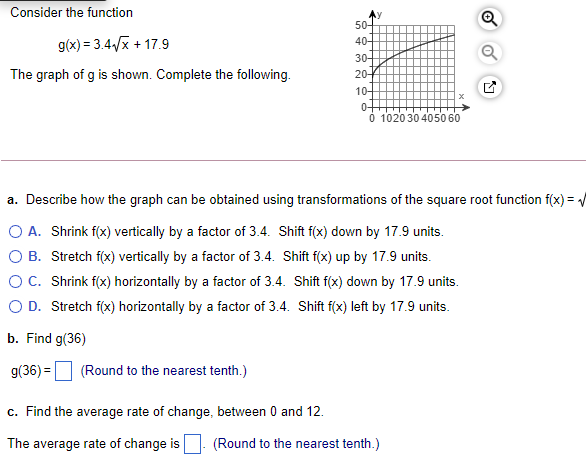Solved a H Consider the function g(x) = 3.4./* +17.9 The | Chegg.com