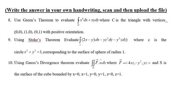 Solved (Write the answer in your own handwriting, scan and | Chegg.com