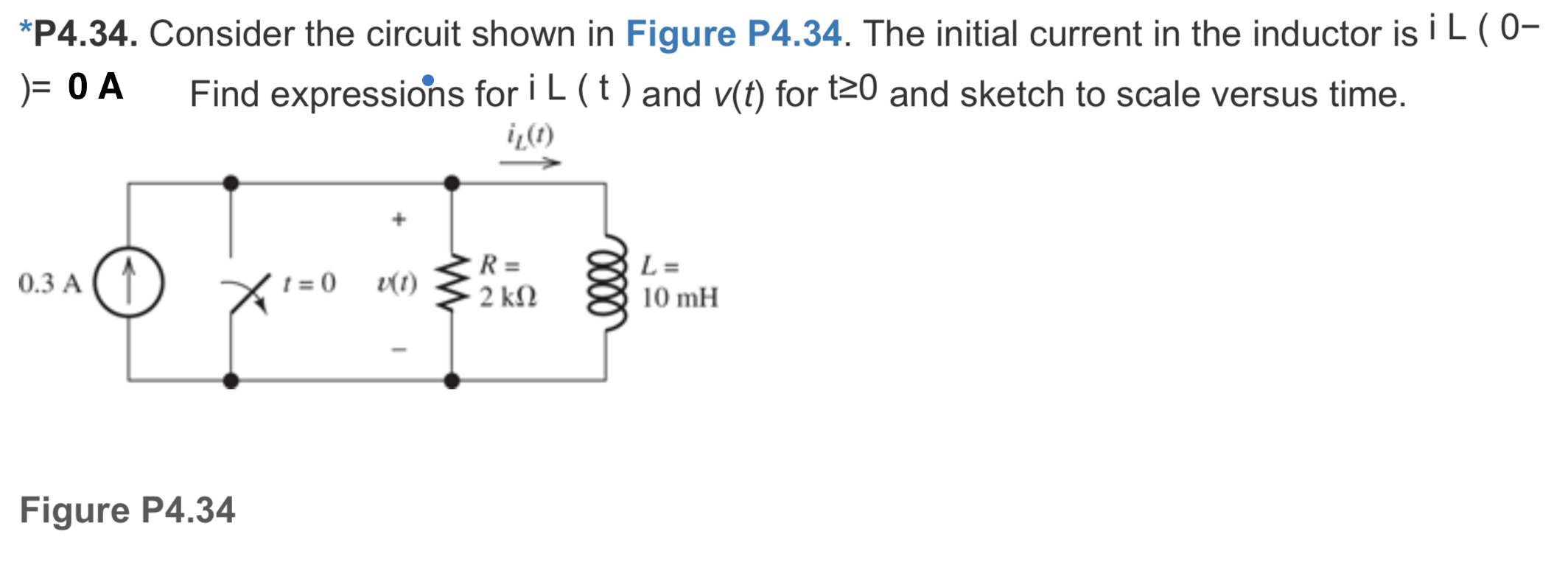 Solved *P4.34. Consider the circuit shown in Figure P4.34. | Chegg.com