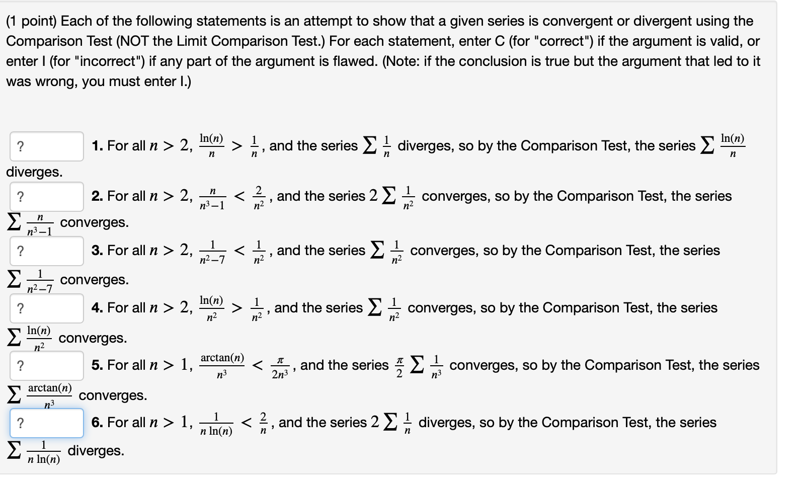 Solved (1 point) Each of the following statements is an | Chegg.com