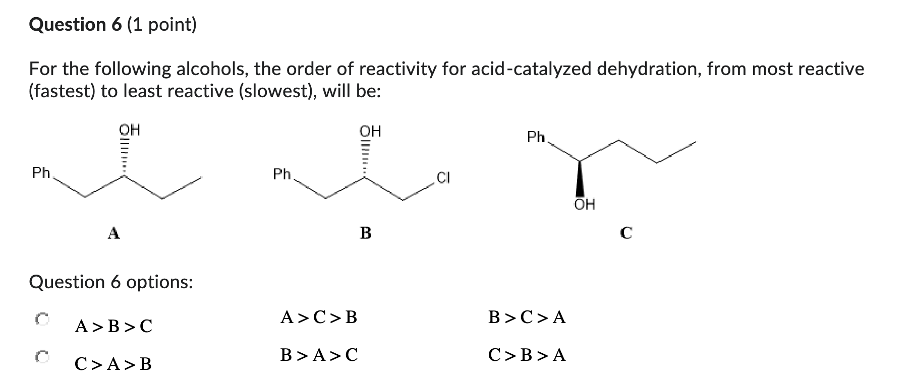 Solved For the following alcohols, the order of reactivity | Chegg.com