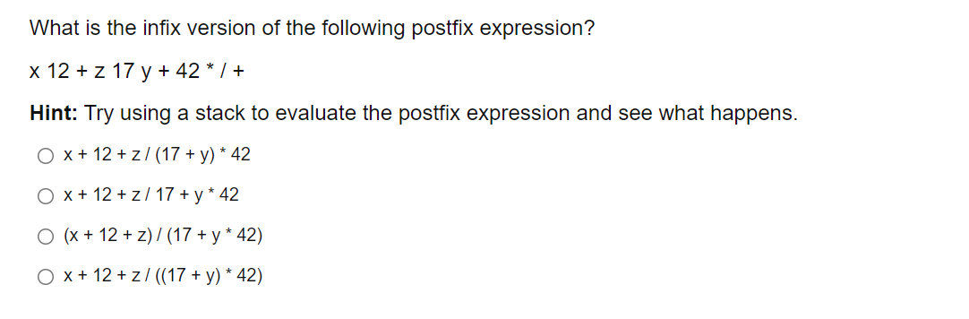 Solved What is the infix version of the following postfix | Chegg.com