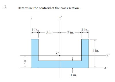 Solved 3. Determine the centroid of the cross-section. 1 in. | Chegg.com