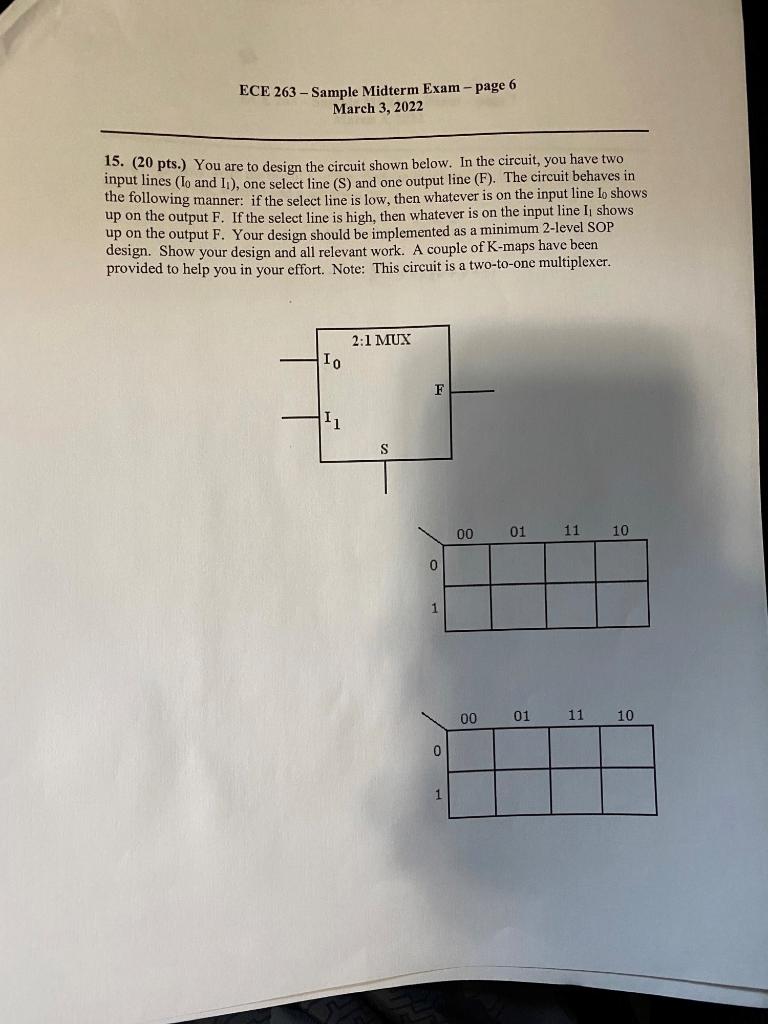 Solved ECE 263 - Sample Midterm Exam - page 6 March 3, 2022 | Chegg.com