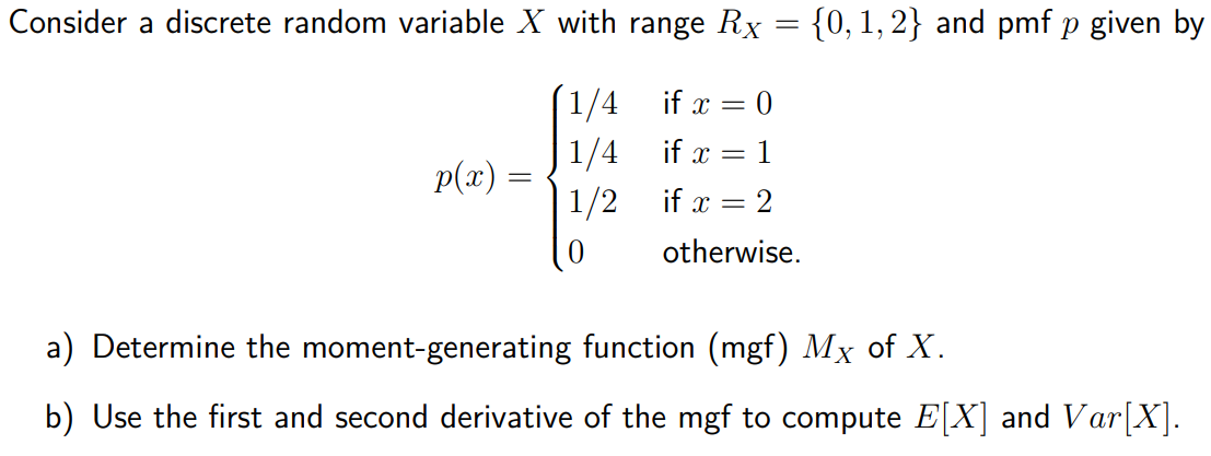 Solved Consider a discrete random variable X with range | Chegg.com