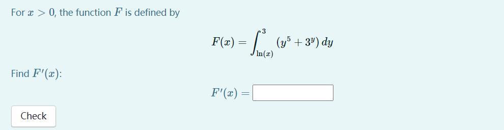 Solved For x>0, the function F is defined by | Chegg.com
