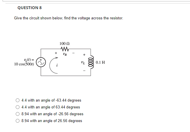 Solved Give the circuit shown below, find the voltage across | Chegg.com