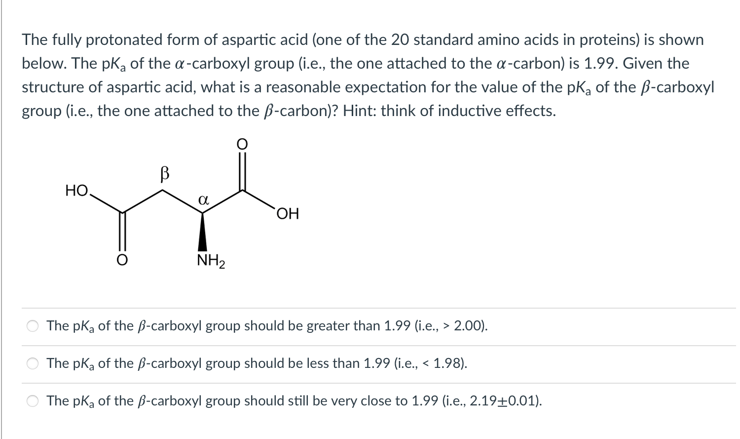Solved The fully protonated form of aspartic acid (one of | Chegg.com