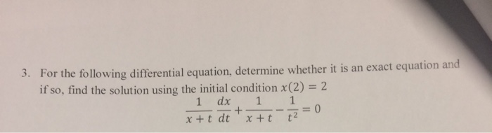 Solved 3 For The Following Differential Equation Determine
