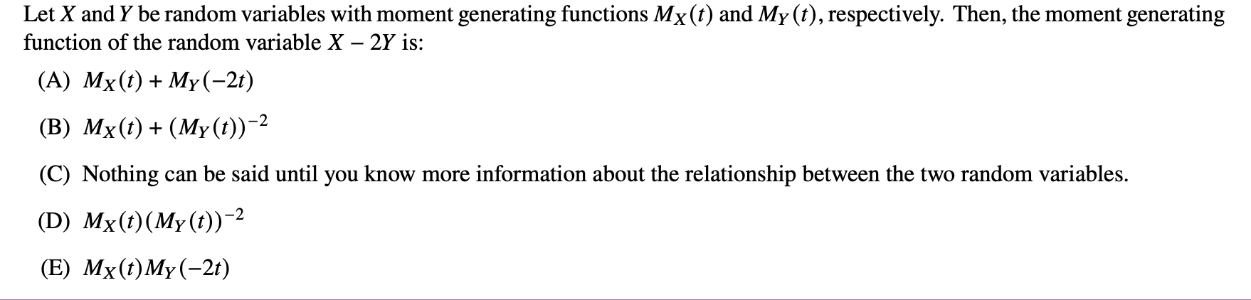 Solved Let X and Y be random variables with moment | Chegg.com