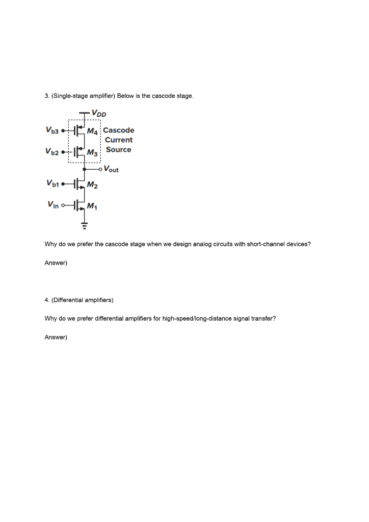 Solved 3. (Single-stage amplifier) Below is the cascode | Chegg.com