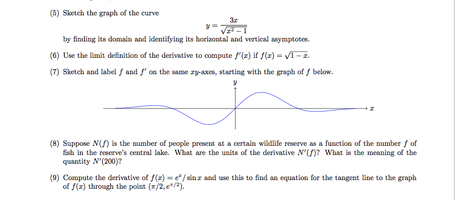 Solved (5) Sketch the graph of the curve 3.0 y= V22 - 1 by | Chegg.com