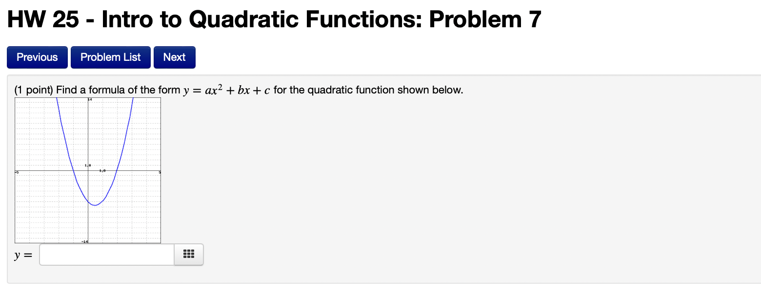 Solved HW 25 - Intro to Quadratic Functions: Problem 7 | Chegg.com