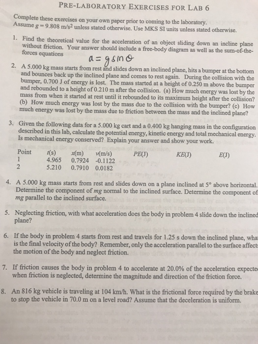 Solved PRE-LABORATORY EXERCISES FOR LAB 6 Complete these | Chegg.com