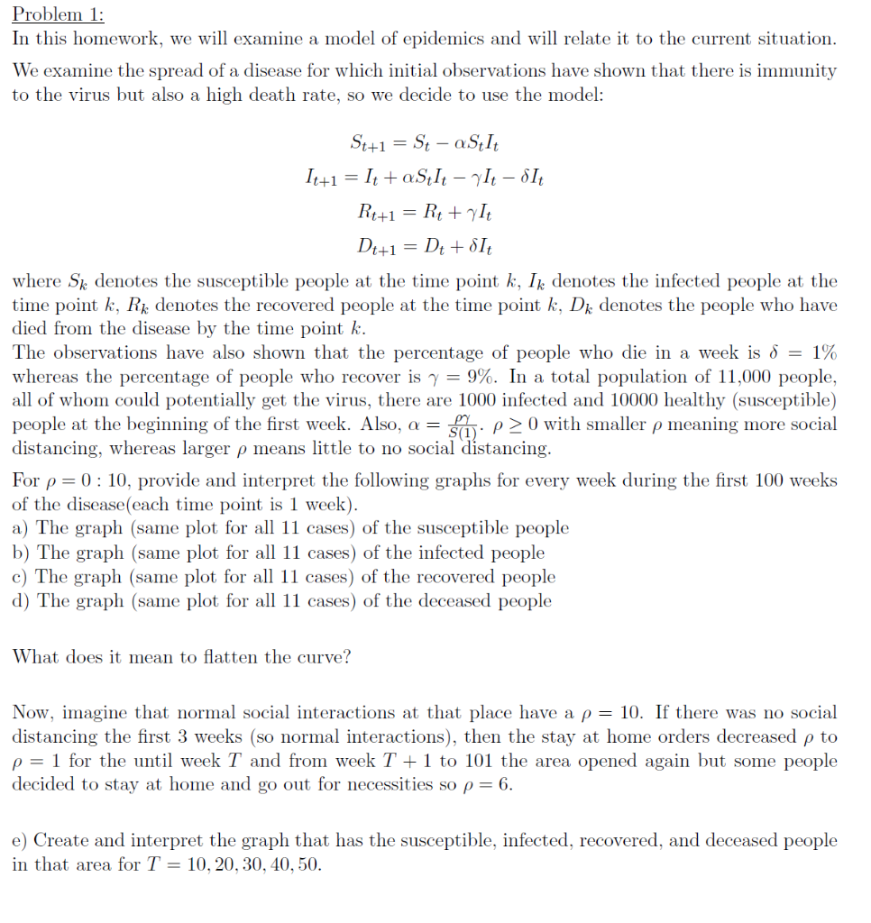 Problem 1: In this homework, we will examine a model | Chegg.com