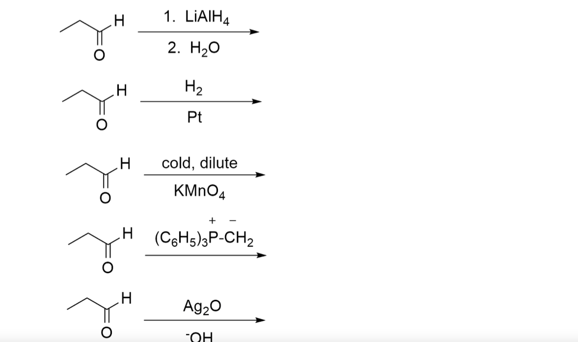 Solved I Н. 1. LiAlH4 2. H20 H H2 Pt H cold, dilute KMnO4 + | Chegg.com