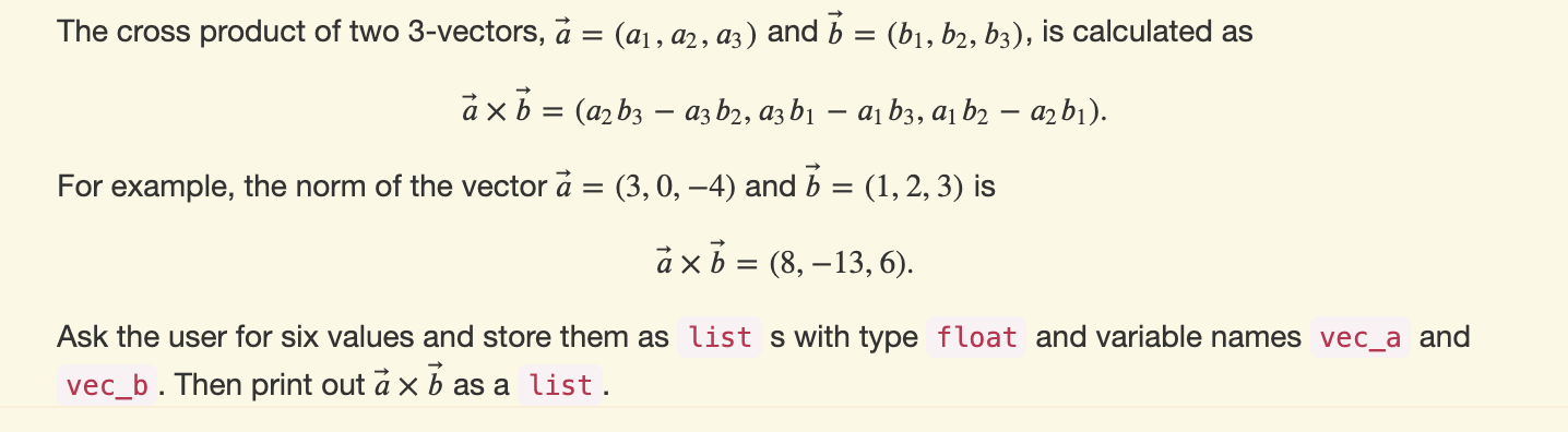 Solved The cross product of two 3-vectors, a = (a1, 22, az) | Chegg.com