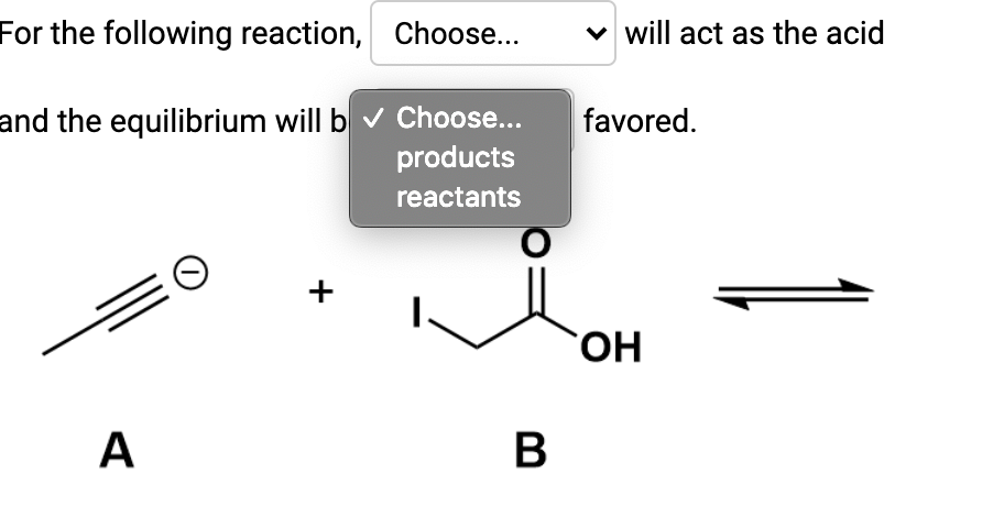 Solved For the following reaction, Choose...compound | Chegg.com