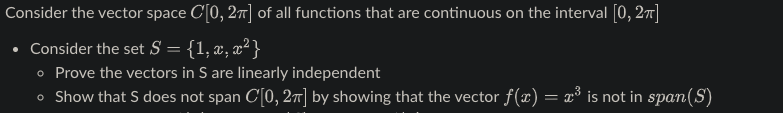 Solved Consider the vector space C[0,2π] of all functions | Chegg.com