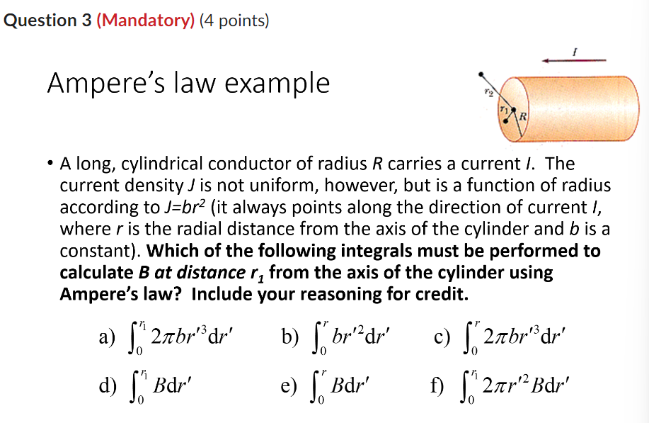 Solved Ampere's law example - A long, cylindrical conductor | Chegg.com
