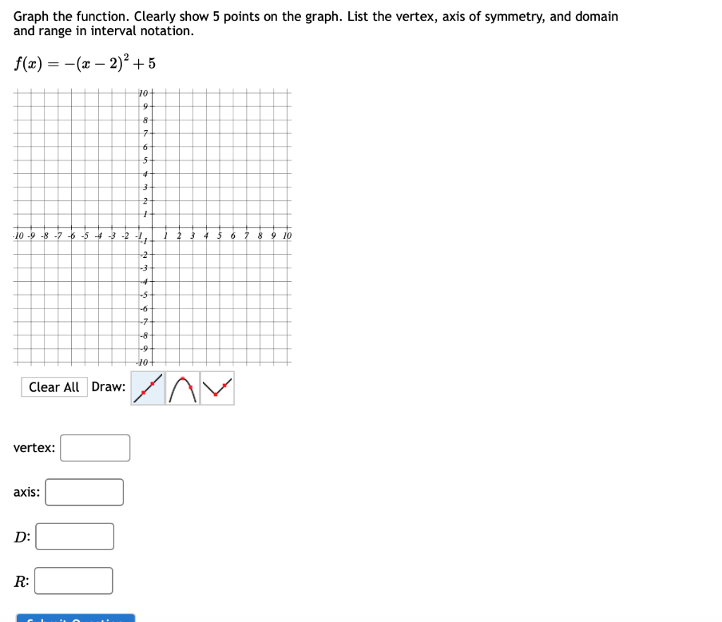Solved Graph the function. Clearly show 5 points on the | Chegg.com