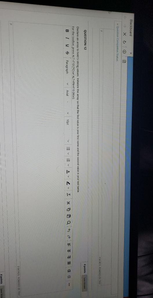 Solved Blackboard X Х 0 w Question Completion Status: WORDS. | Chegg.com