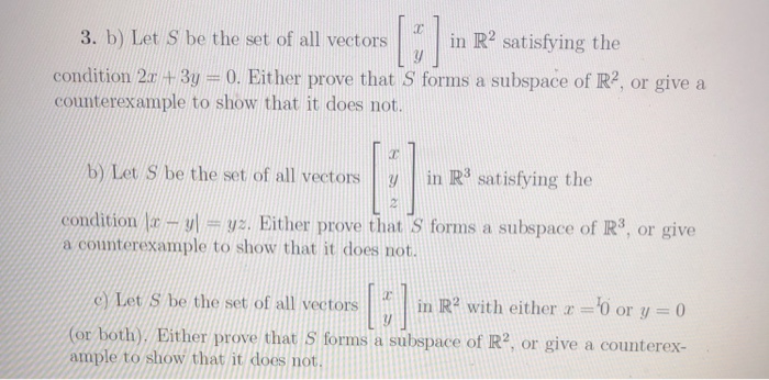 Solved 3. b) Let S be the set of all vectors in R2 | Chegg.com